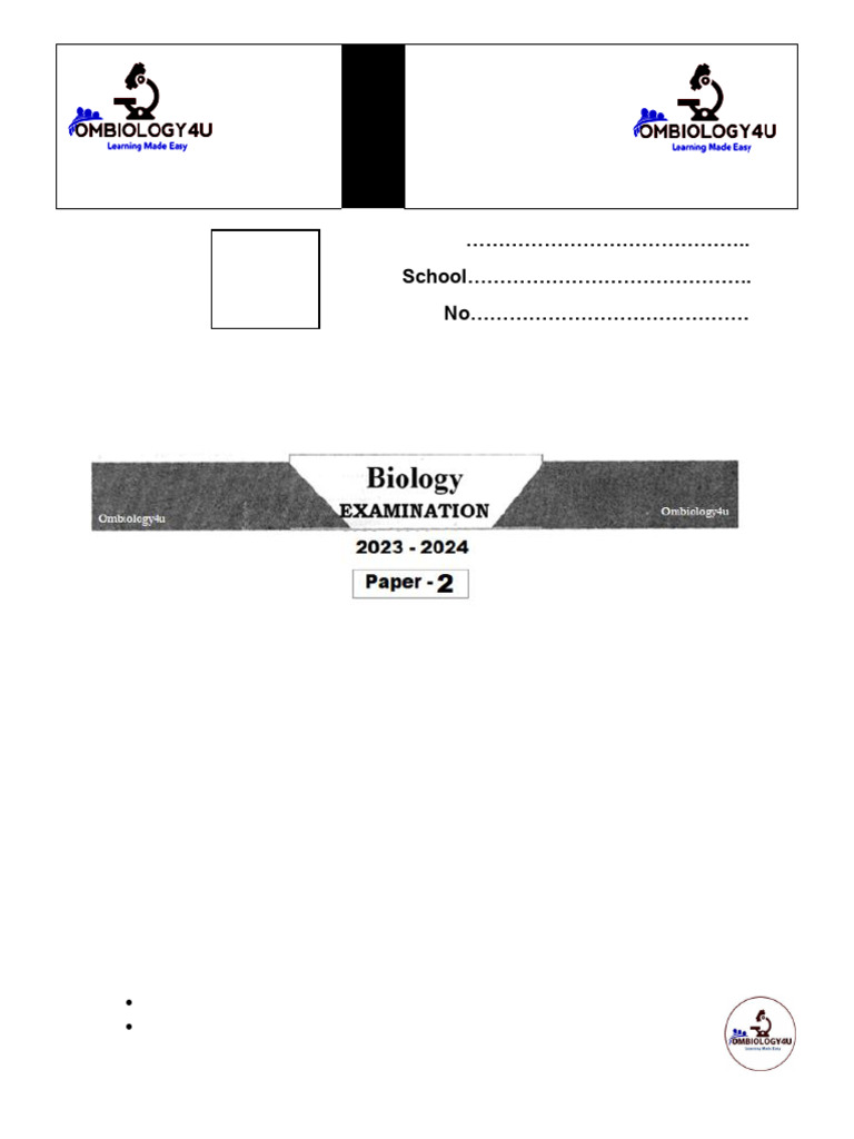 Biology Paper 2 2024 | PDF