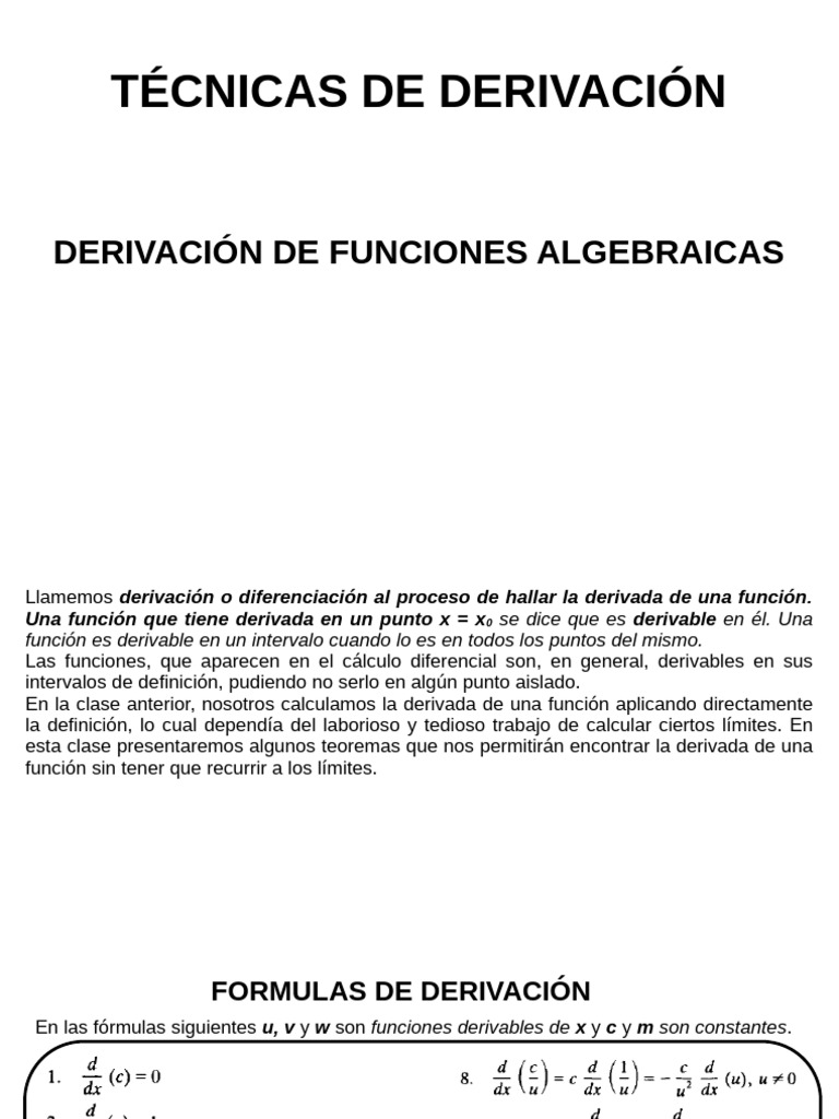 Tecnicas de Derivación. Propiedades | PDF
