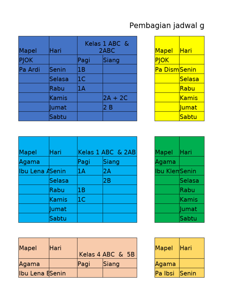 Jadwal Guru Mapel | PDF