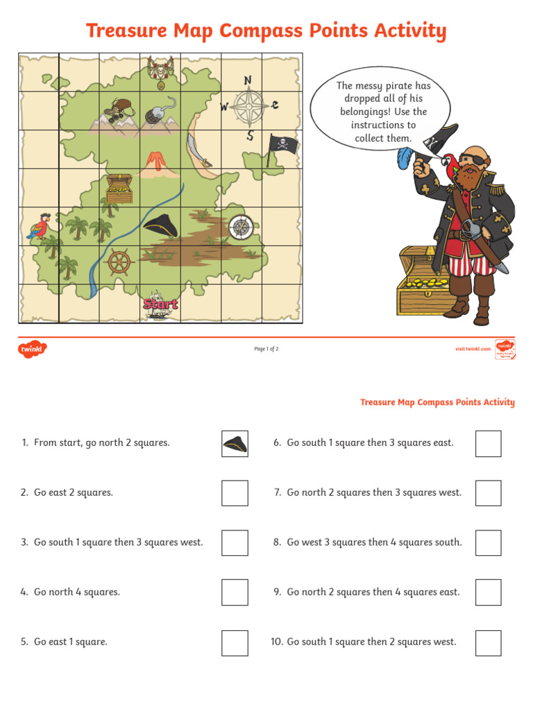 Cfe M 1640534014 Treasure Map Compass Points Activity - Ver - 2 | PDF