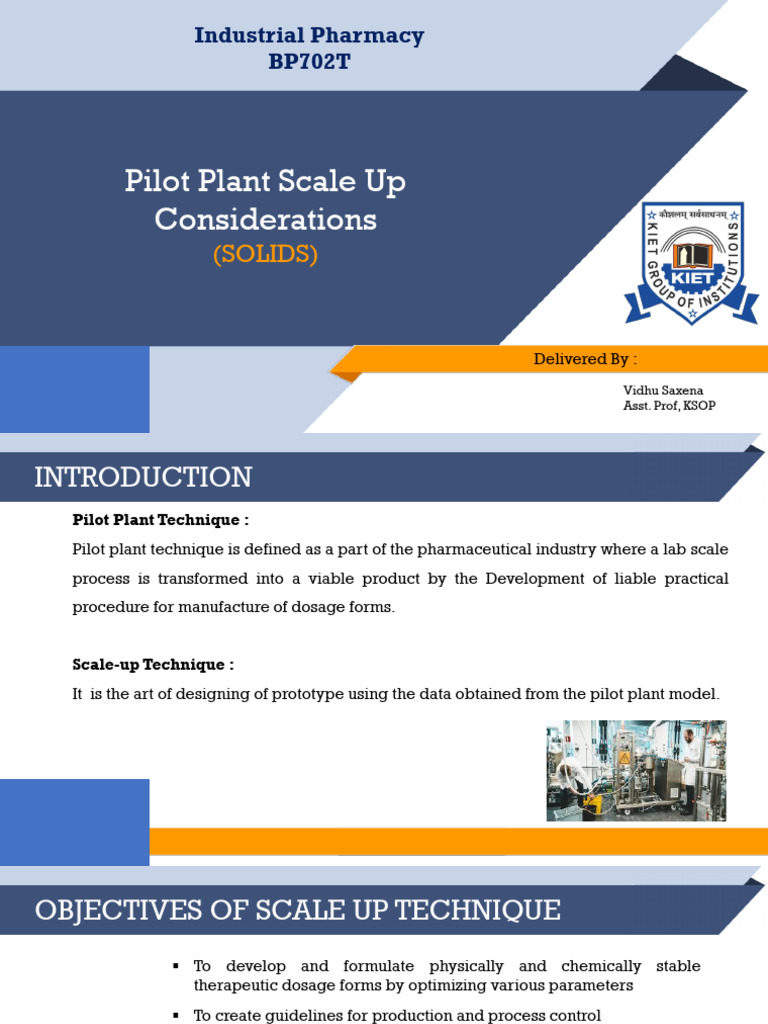 1 - Pilot Plant Scale Up Technique - Solids | PDF