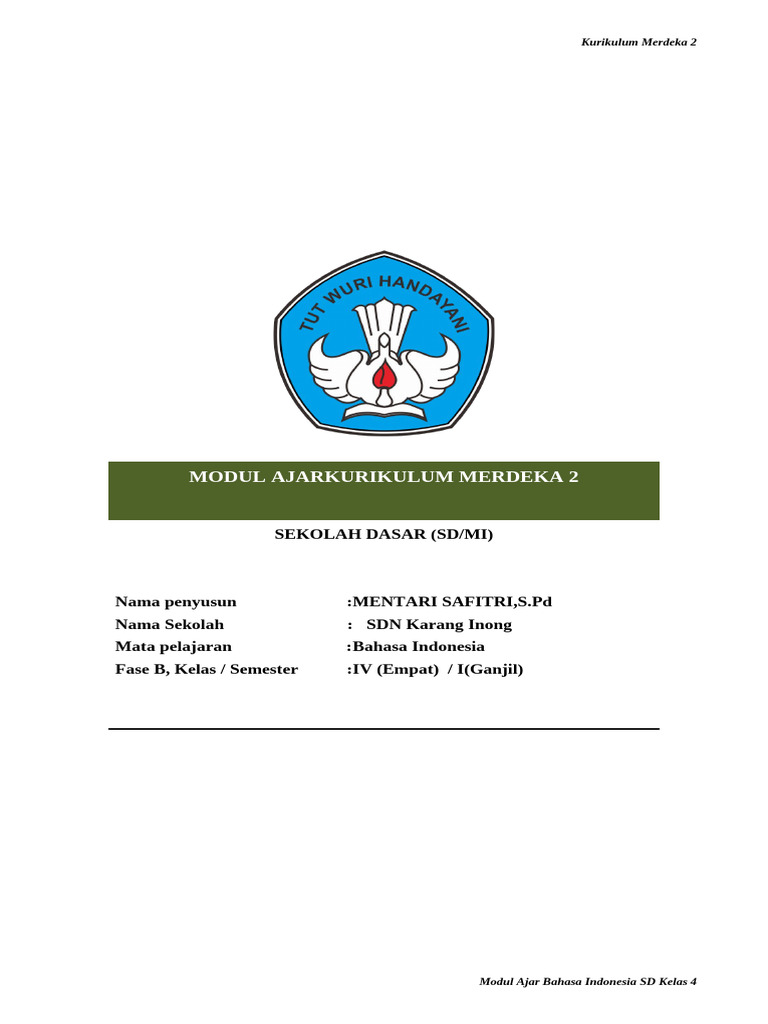 Modul BI KLS 4 Ganjil | PDF