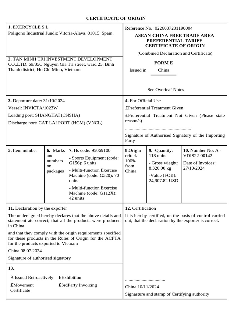 CO Form E | PDF