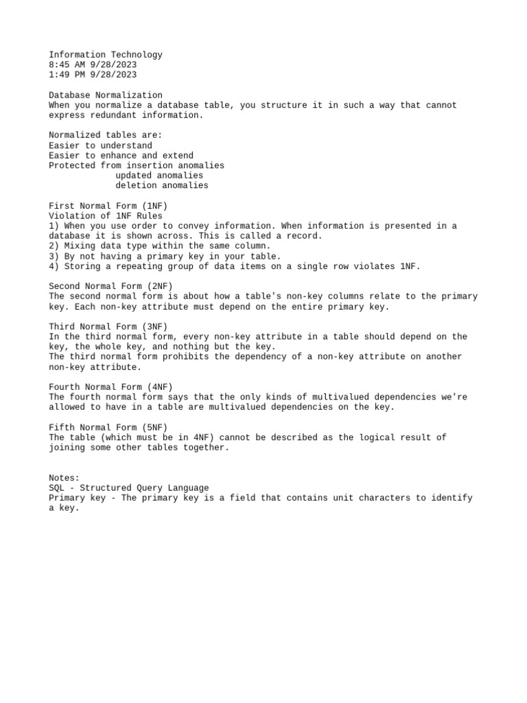 Information Technology Notes | PDF | Technology & Engineering