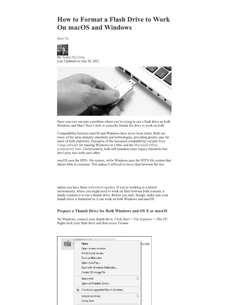 How To Format A Flash Drive To Work On Macos And Windows Pdf