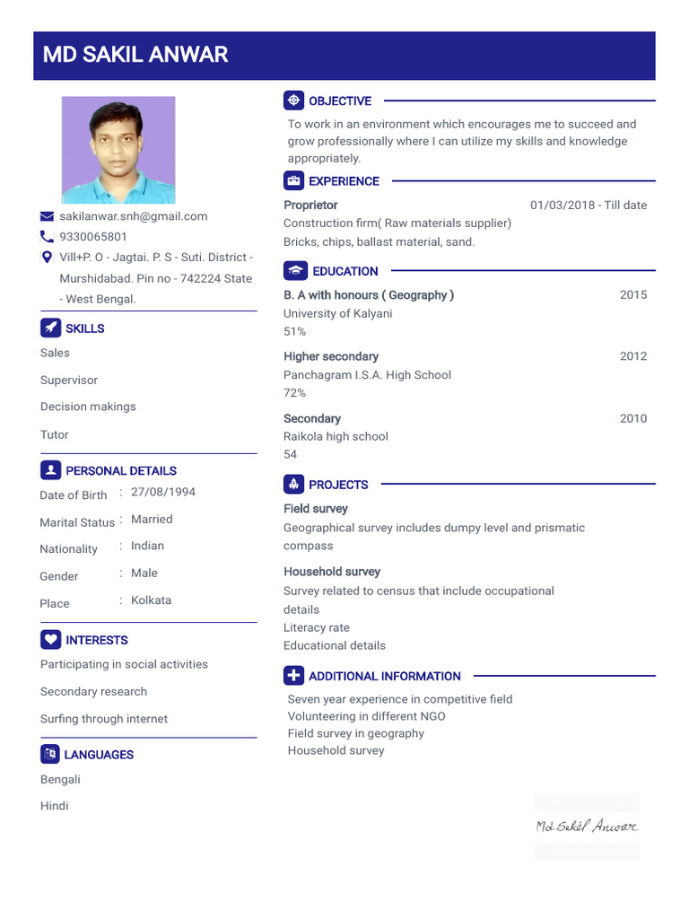 Md Sakil Anwar_Resume | PDF