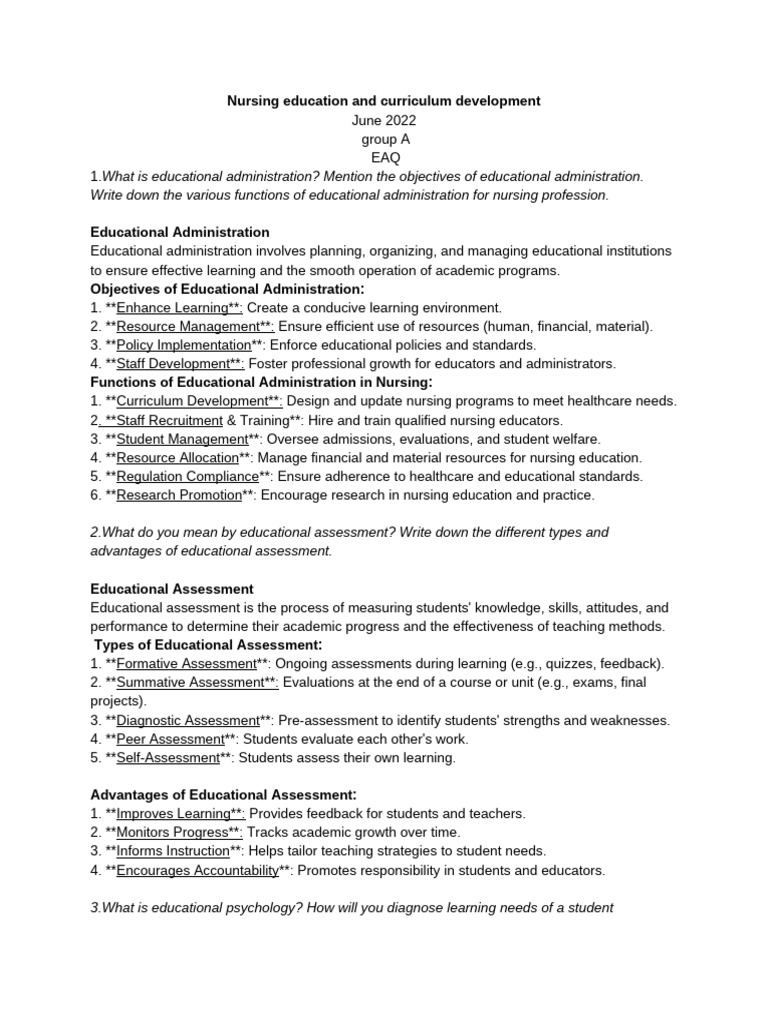 Nursing education and curriculum development 2022 | PDF