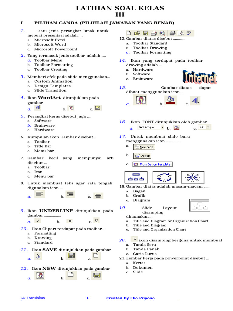 Latihan Kumpulan Soal Tik SD | PDF