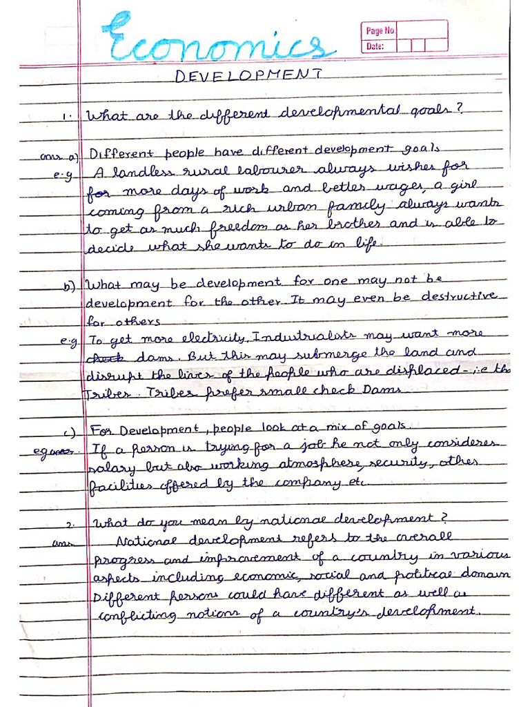 Economics Development Class 10 Notes | PDF
