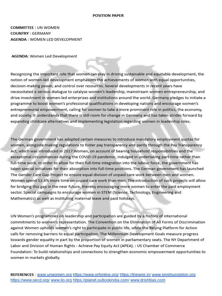 Position Paper - Un Women - Germany | PDF