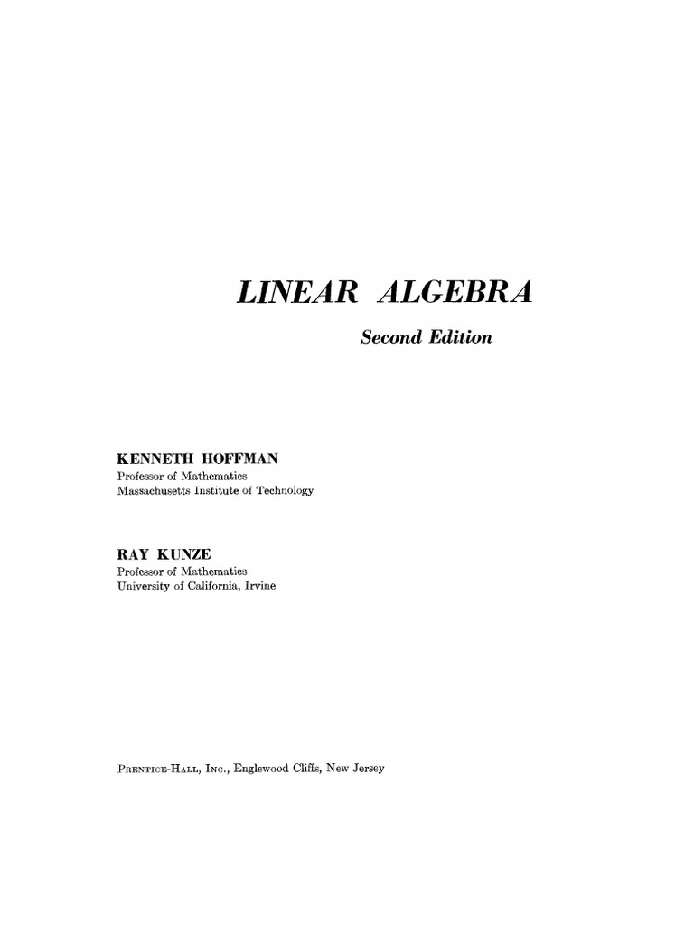 1971 Linear Algebra Hoffman | PDF