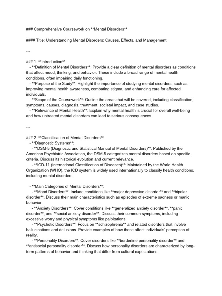 Coursework Mental Disorders | PDF