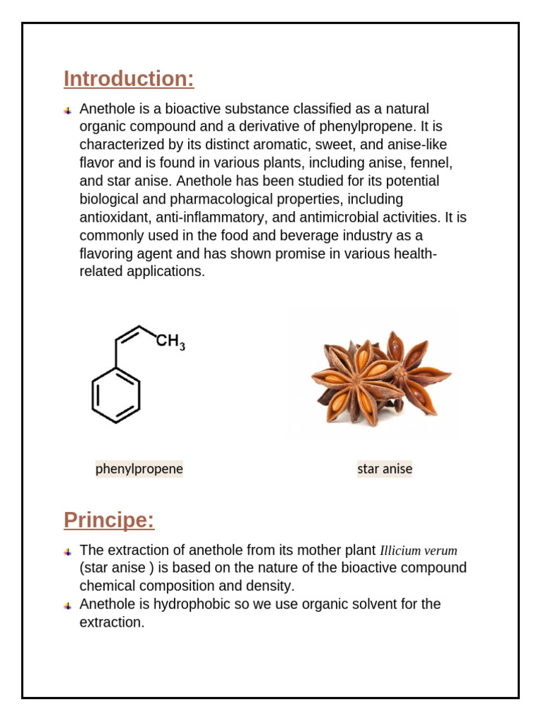 TP 02 Extraction Anethole Pharmaco-Toxico | PDF