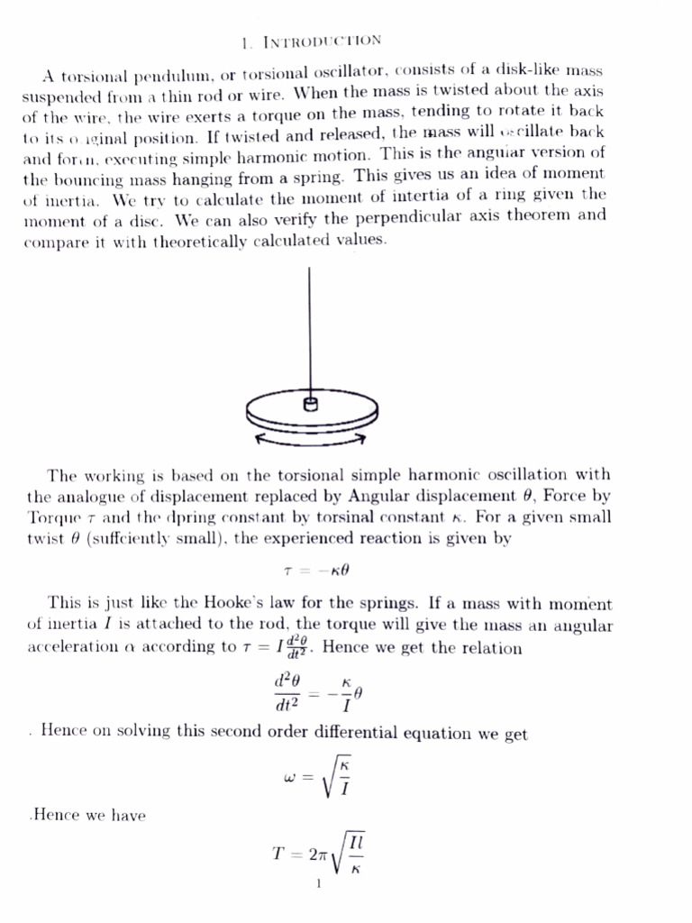 Torsional Pendulum Experiment Analysis | PDF | Rotation | Spacetime