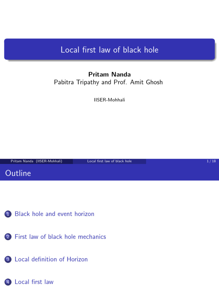 Local First Law of Black Holes Explained | PDF | Black Hole | Event Horizon