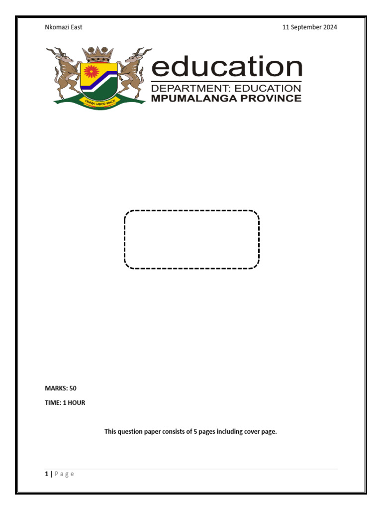 GRADE 10 SEPTEMBER 2024 Test | PDF