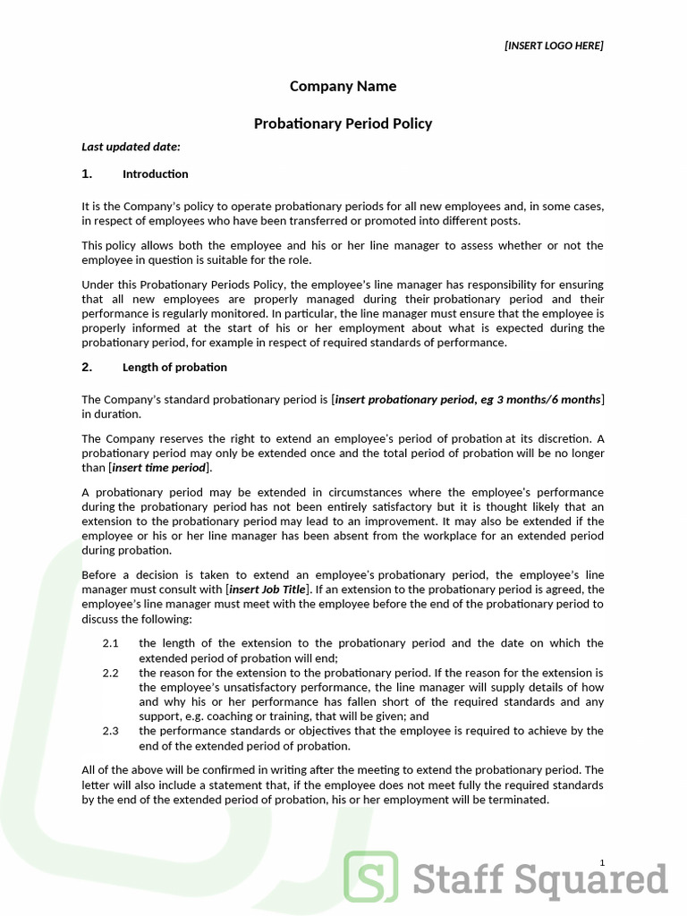 Probationary Periods Policy | PDF