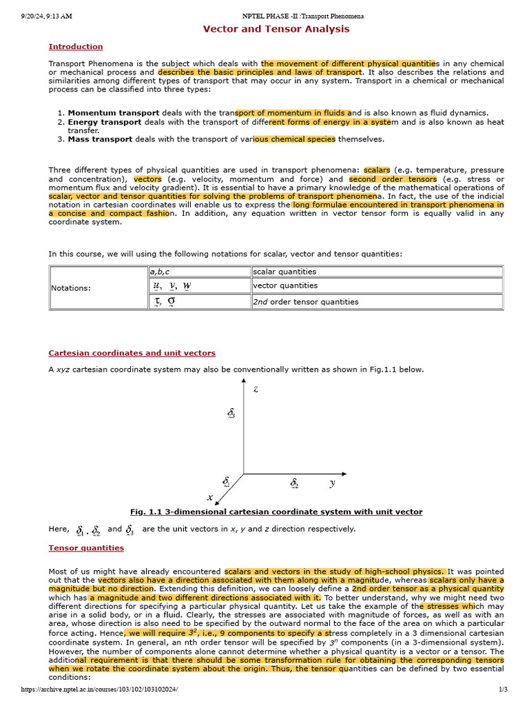 1 nptel vector analysis | PDF