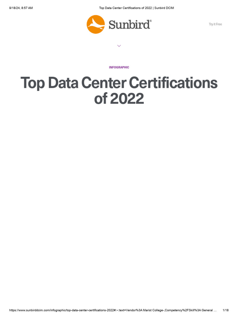 Top Data Center Certifications of 2022 - Sunbird DCIM | PDF