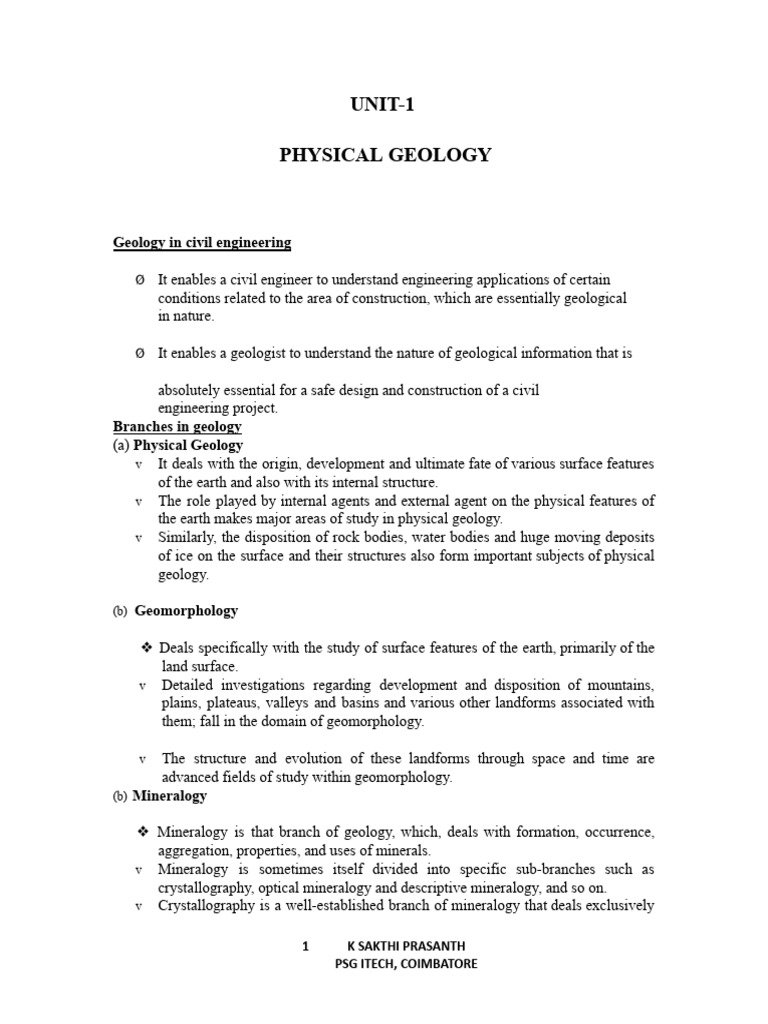 Unit 1-Physical Geology | PDF