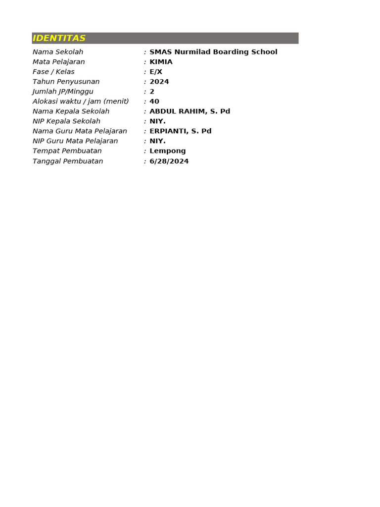 Prota - Prosem - Atp - Ma V221123 Kimia X | PDF