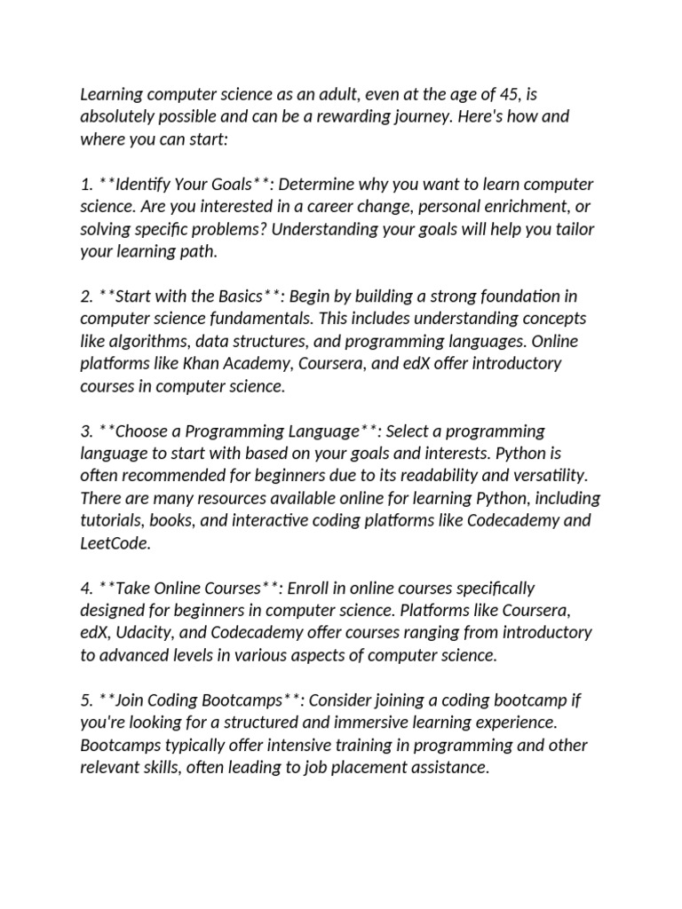 Learning Computer Science As An Adult | PDF | Computer Programming ...