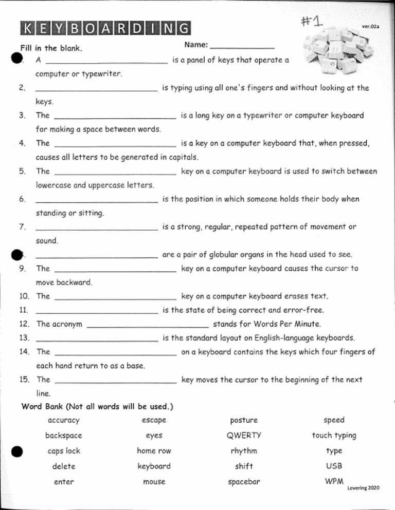 Keyboarding Worksheet | PDF