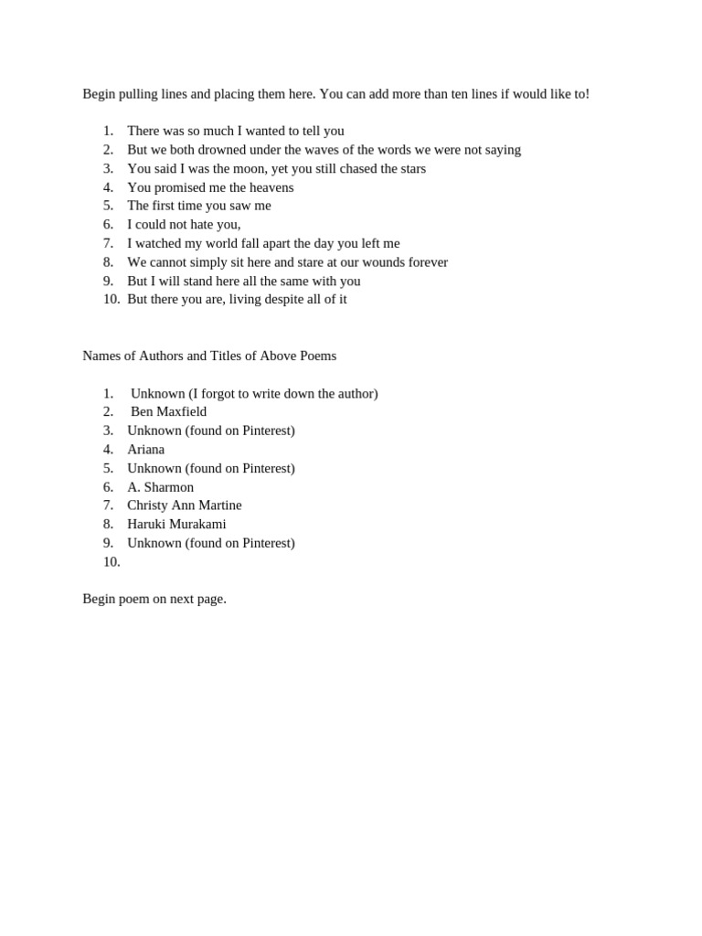 River Gibbon - Cento Poem | PDF