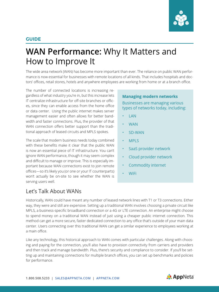 WAN Performance Improvement Guide | PDF