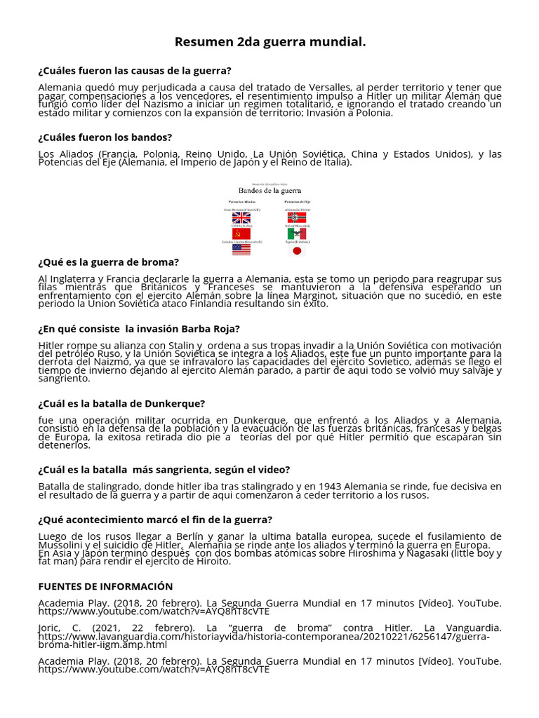 Resumen de la Segunda Guerra Mundial | PDF | Aliados de la Segunda ...