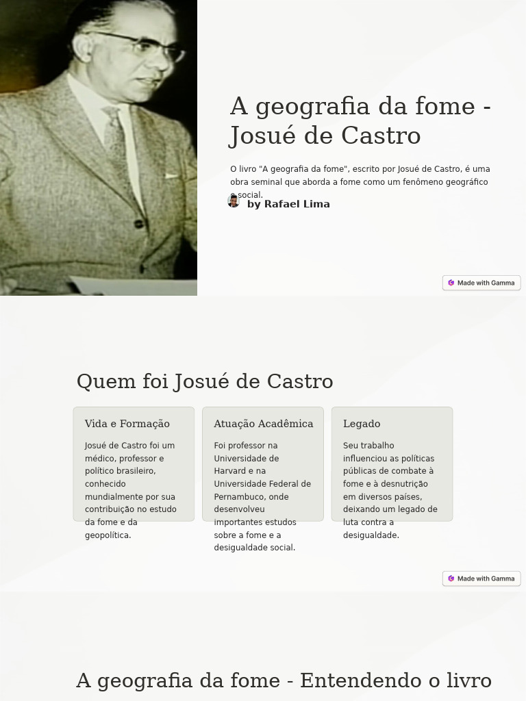 Josué de Castro e a Geografia da Fome | PDF | Fome | Ciências Sociais