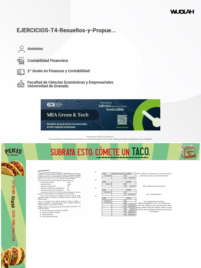 Wuolah Free EJERCICIOS T4 Resueltos y Propuestos | PDF