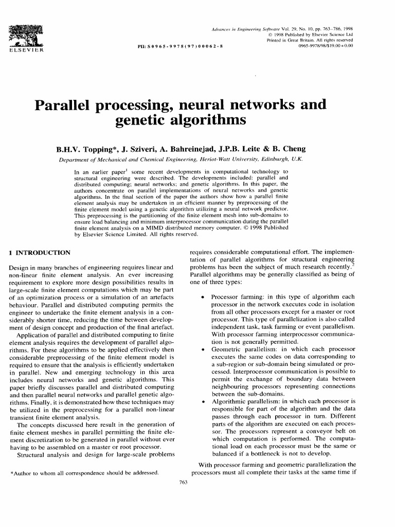 Parallel Processing, Neural Networks and Genetic Algorithms | PDF