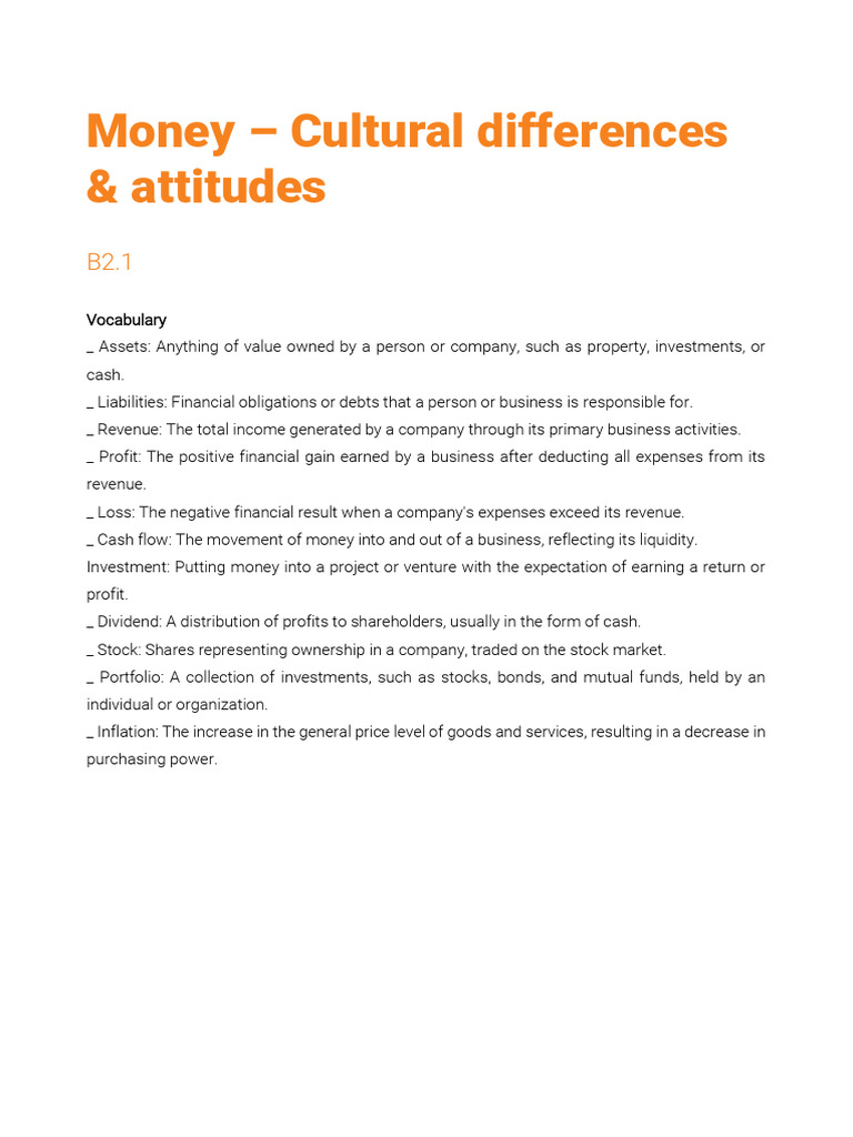 Money - Cultural Differences | PDF
