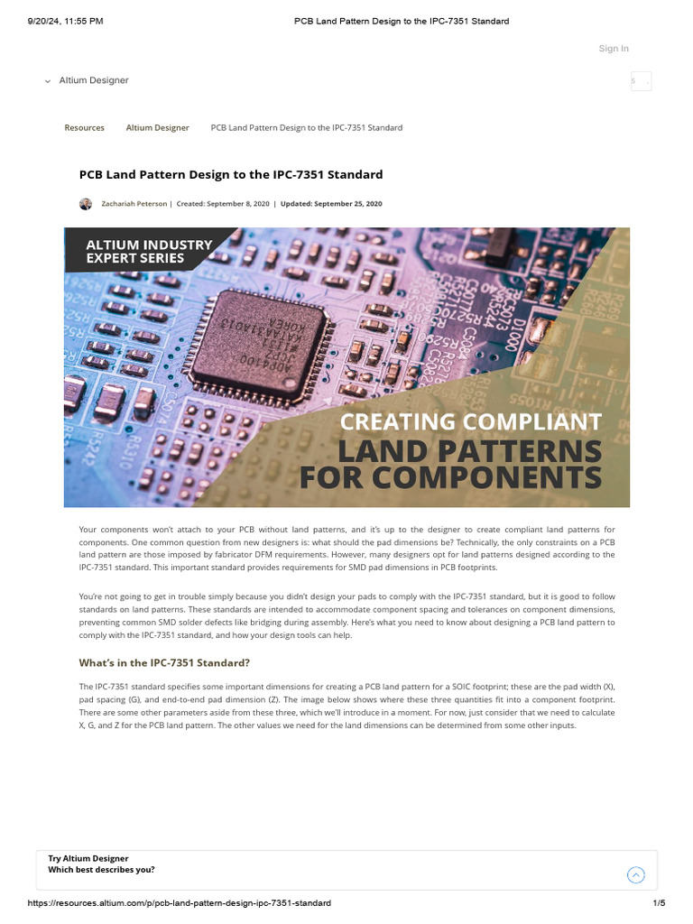 PCB Land Pattern Design To The IPC-7351 Standard-On Demand | PDF