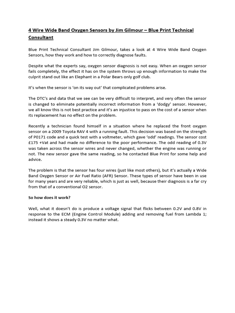 4 Wire Wide Band Oxygen Sensors | PDF