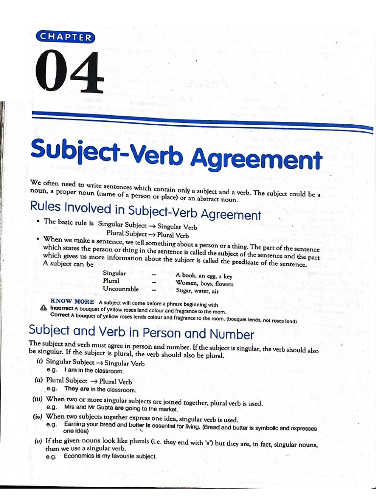 Subject and Verb Agreement | PDF