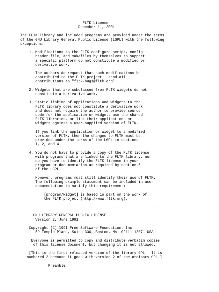 License FLTK | PDF
