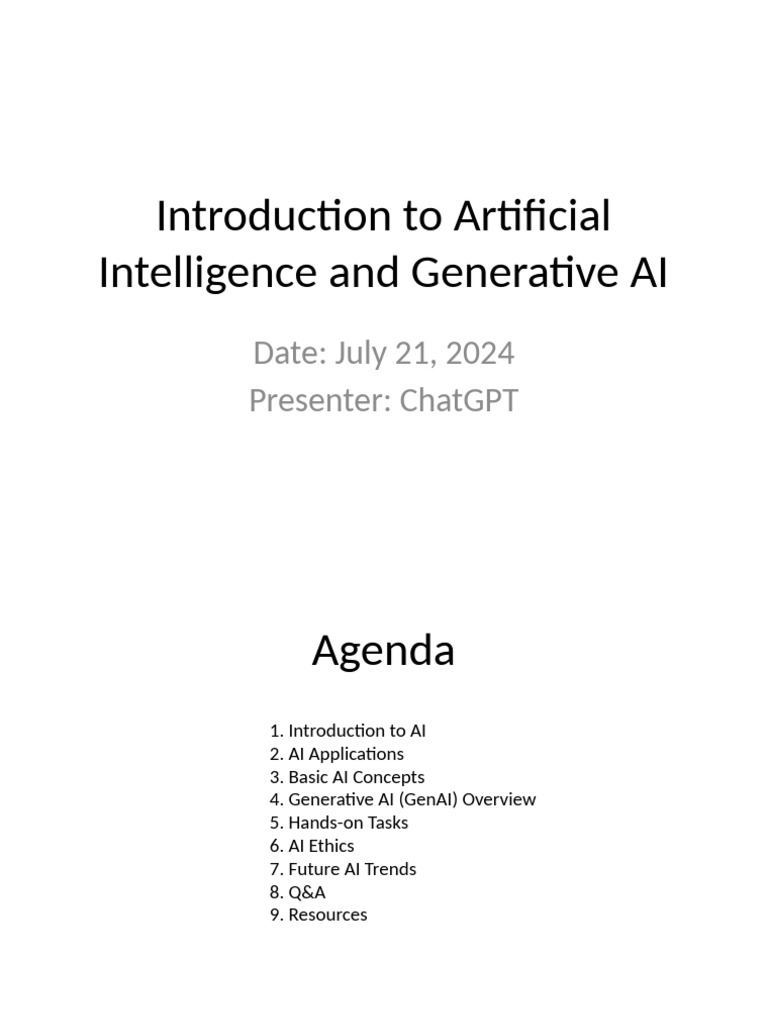 AI and Generative AI Overview Guide | PDF | Games & Activities | Computers