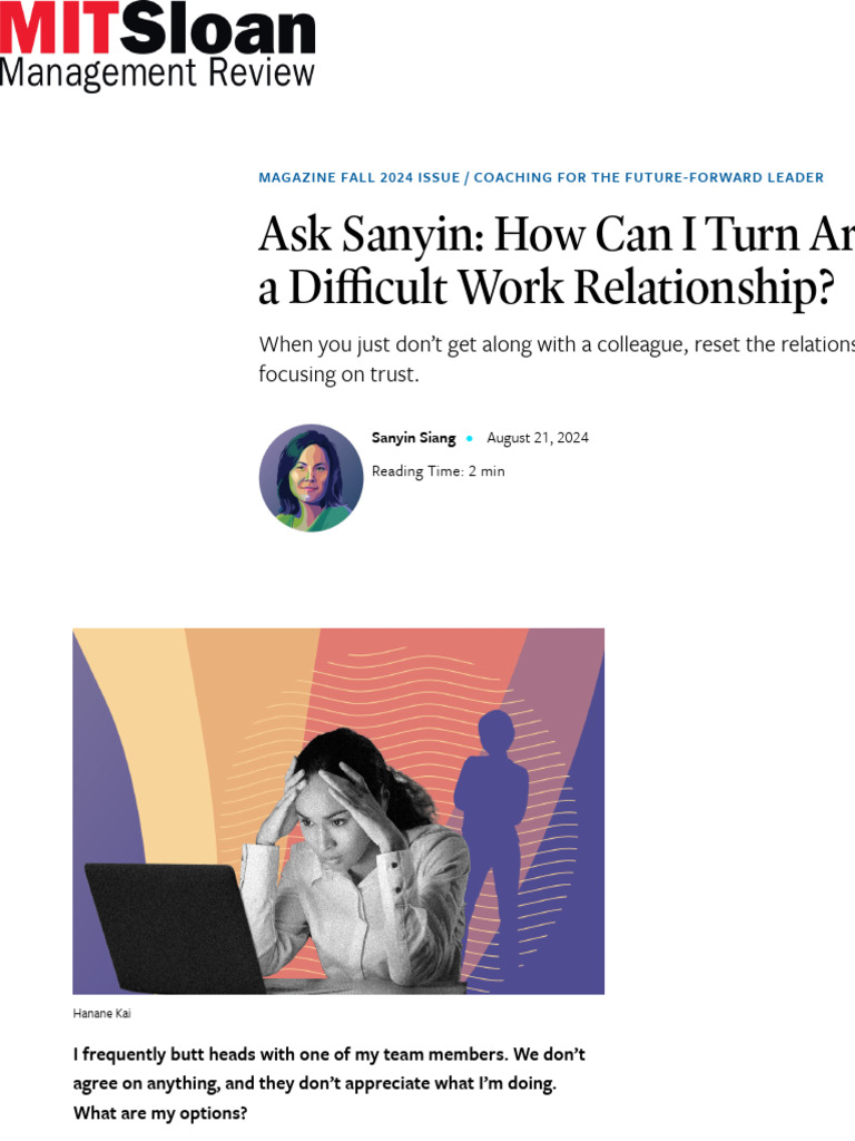 Ask Sanyin - How Can I Turn Around A Difficult Work Relationship | PDF