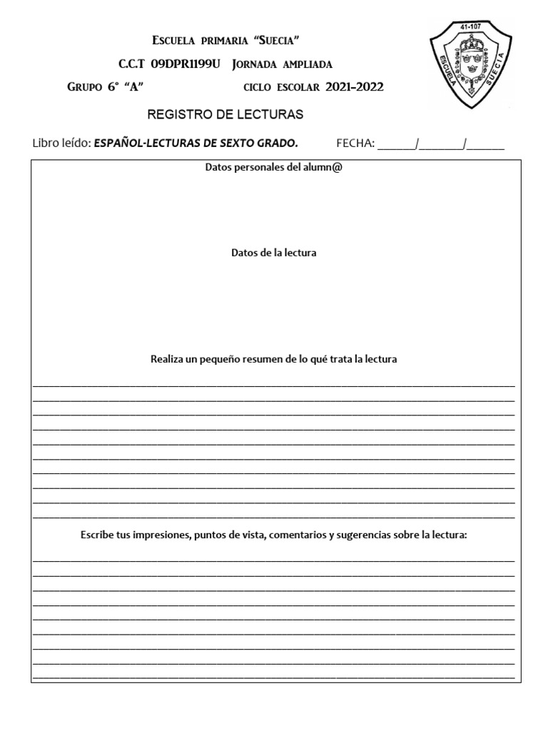 Reporte Lect Libro Sep Sexto C 15-16 | PDF