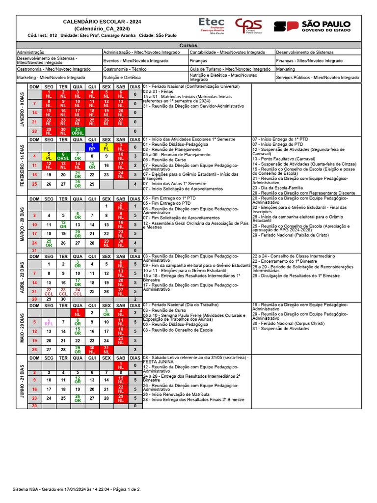 Calend Rio CA 2024 Janeiro 2 | PDF