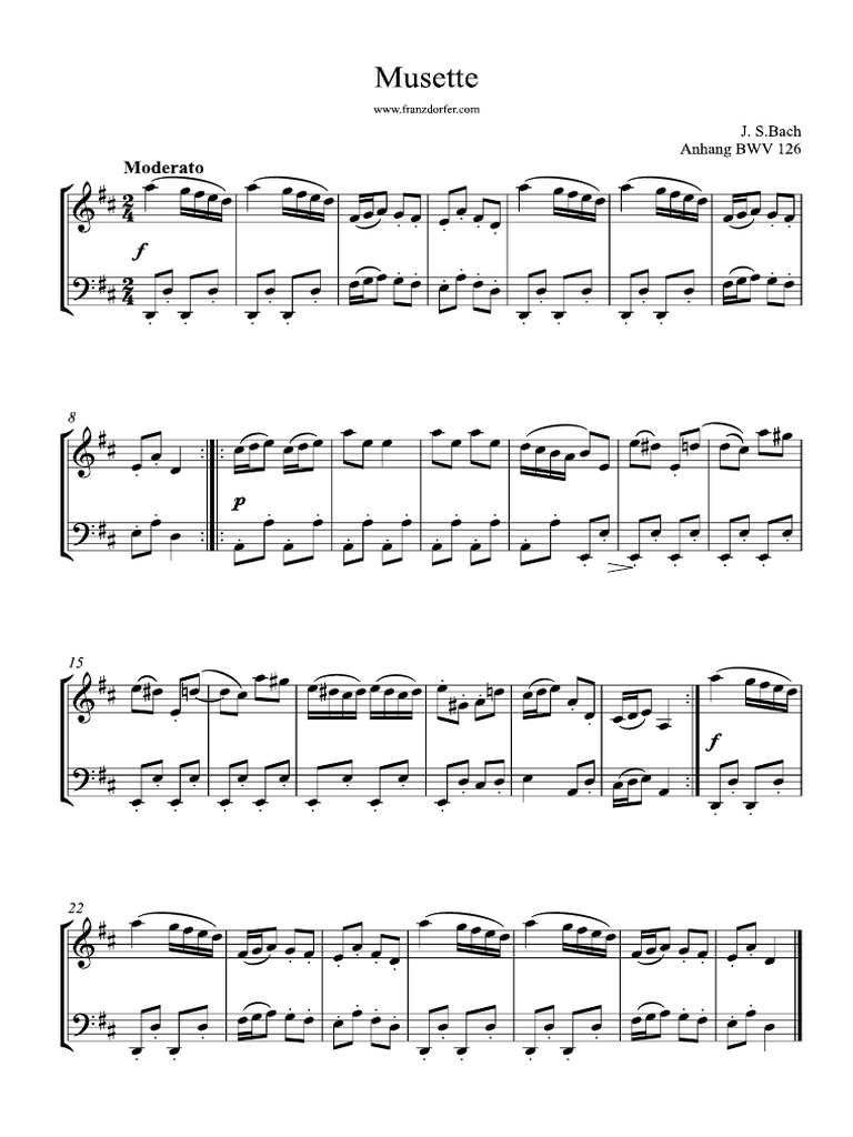 Musette Bach BWV126 Klavier Partitur D | PDF