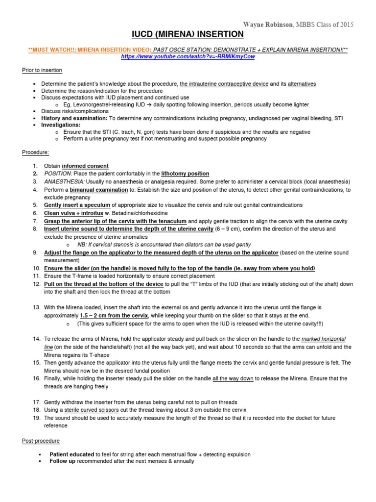4 OBGYN Mirena Insertion | PDF