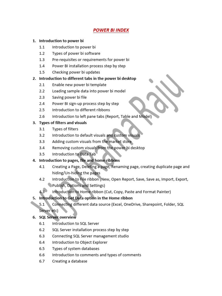 Power BI Index | PDF