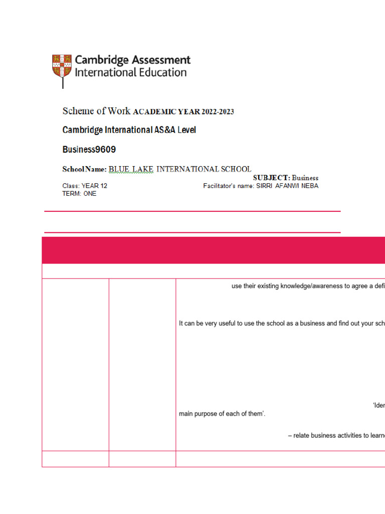 Year 12 Scheme of Work | PDF