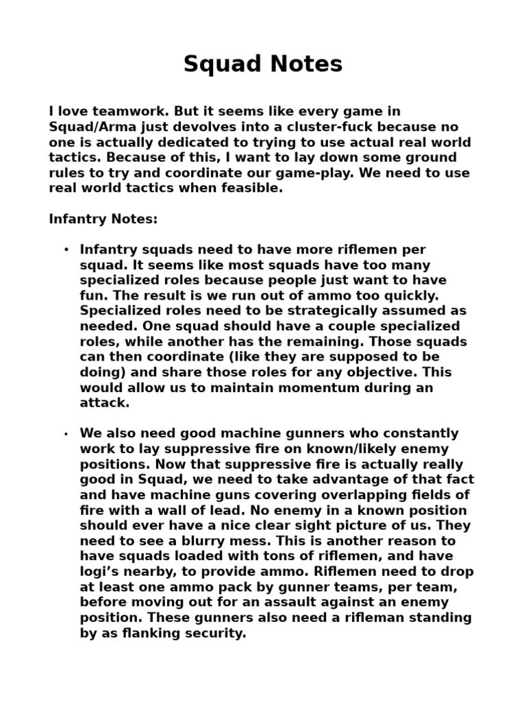 Squad Arma Notes | PDF