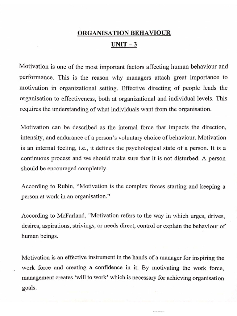 Organisation Behaviour Unit 3 | PDF