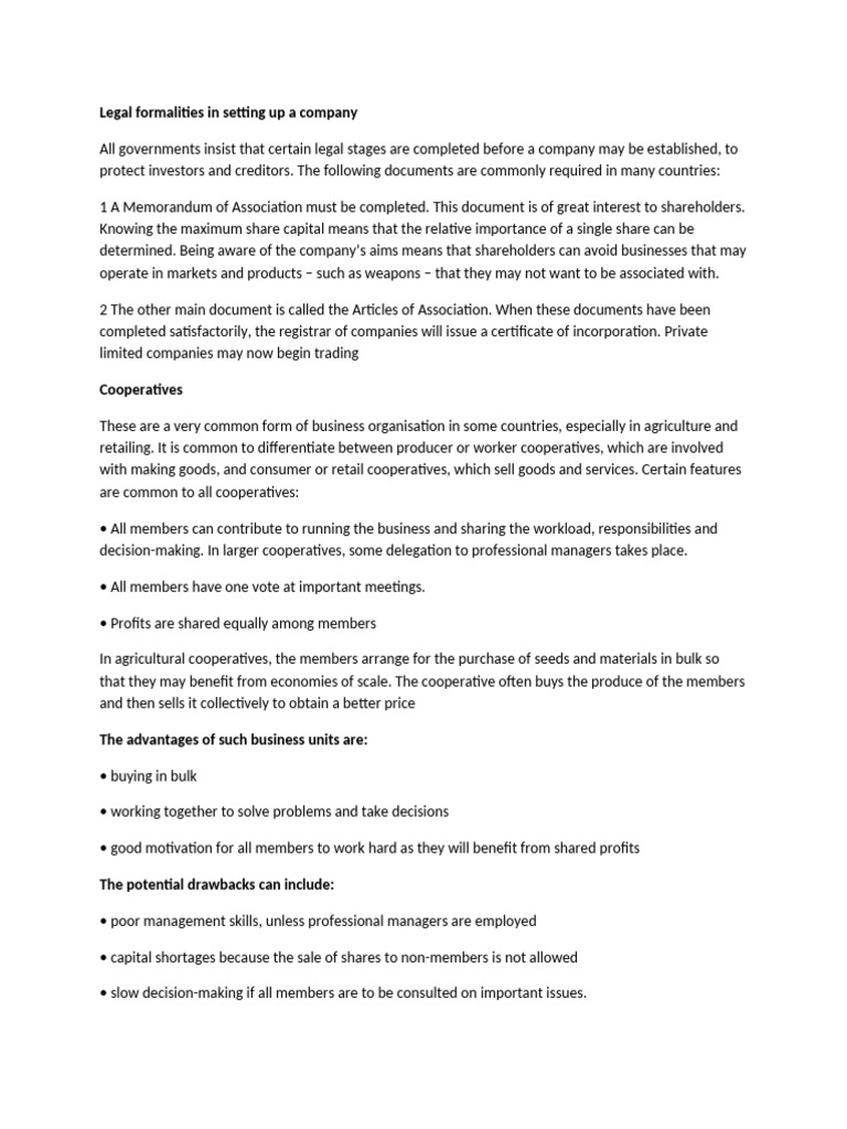 Legal Formalities in Setting Up A Company | PDF
