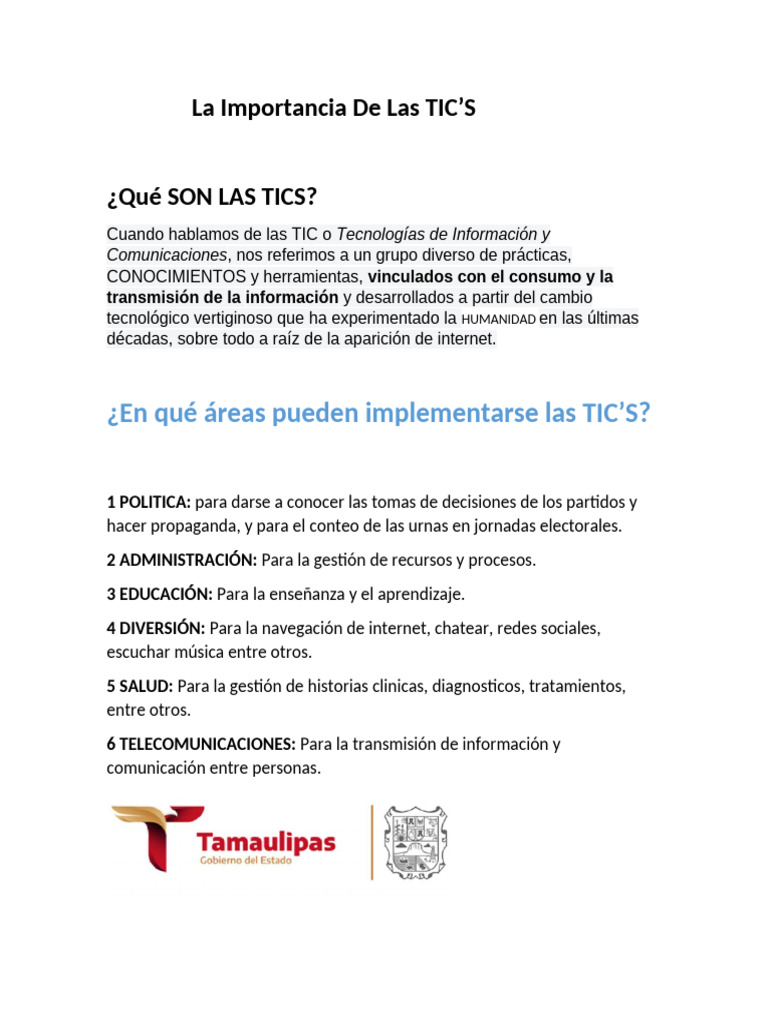 La Importancia de Las TIC JVGO 303 | PDF